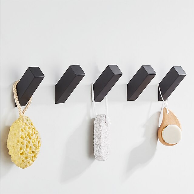 5pcs Towel Hooks Matte Black Robe Hook, Wall Mounted Modern Hooks SUS ...