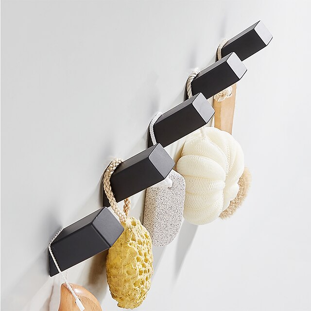 5pcs Towel Hooks Matte Black Robe Hook, Wall Mounted Modern Hooks SUS ...