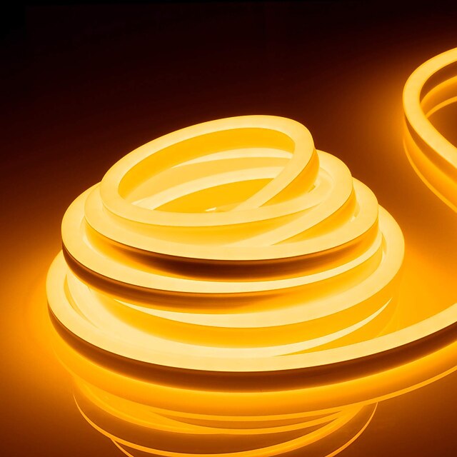 5m 16.4ft Neon LED Strip Light Flexible Rope Light Waterproof Warm ...