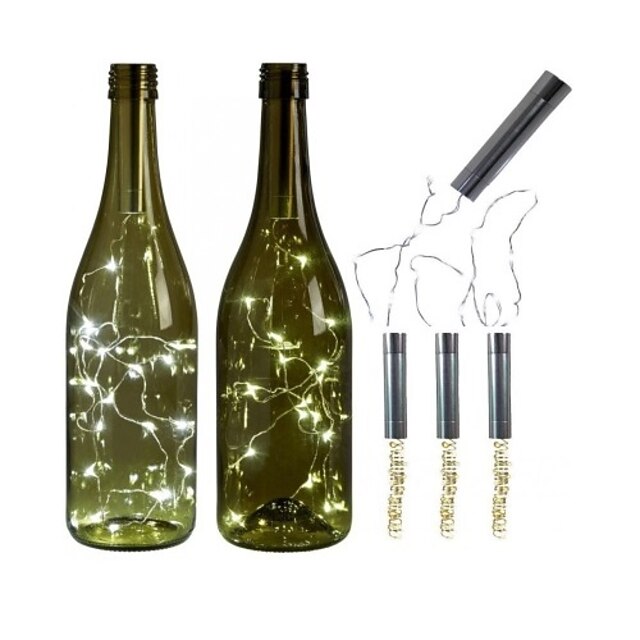 3pcs AA Battery String Lights Silver LED Wine Bottle Lights Battery ...