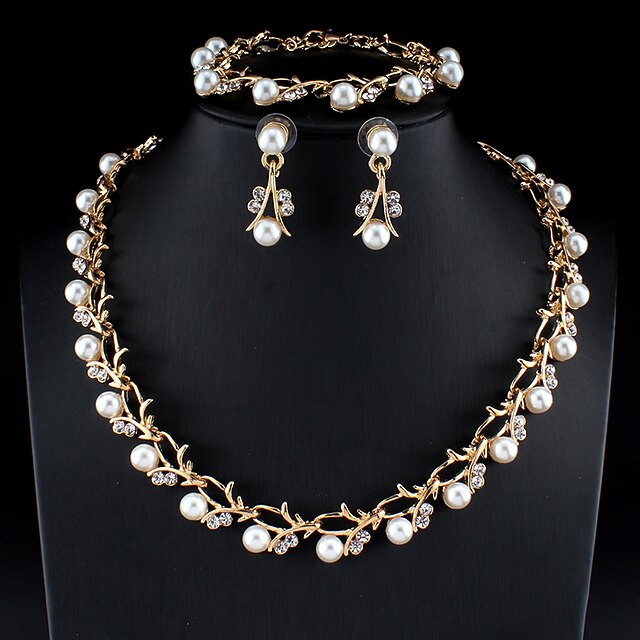 Chain Bracelet Two-piece Suit Alloy 1 Necklace 1 Bracelet Earrings ...