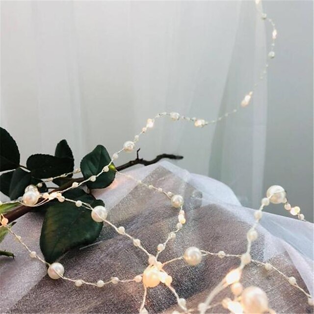 Elegant Wedding Reception Party 1PCS Battery Operated Pearl LED Copper ...
