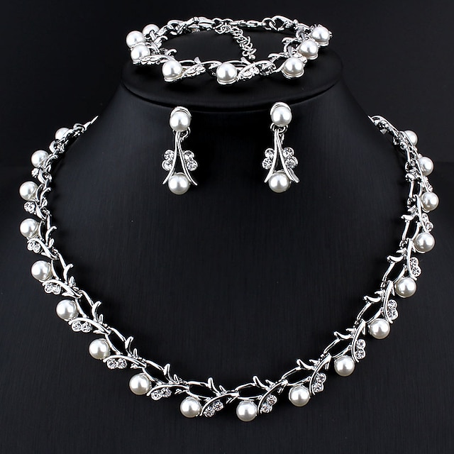 Chain Bracelet Two-piece Suit Alloy 1 Necklace 1 Bracelet Earrings ...
