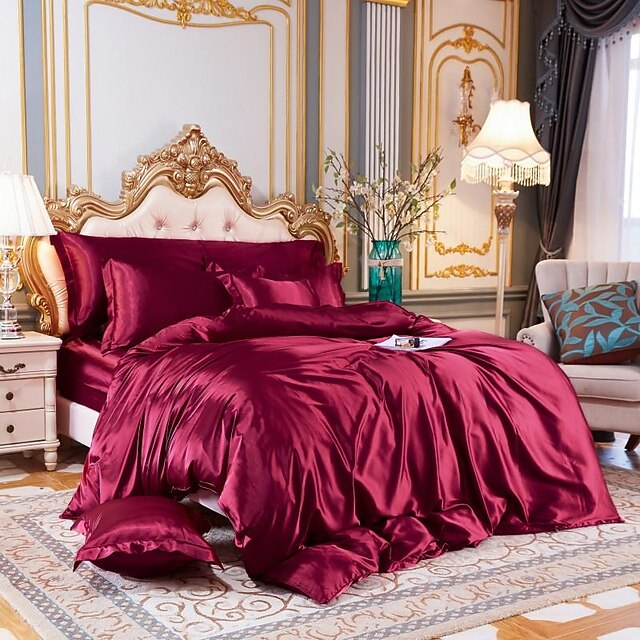Stain Silk Duvet Cover Bedding Sets Comforter Cover with 1 Duvet Cover ...