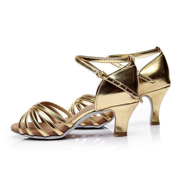 Women's Satin Latin Dance Shoes with Strappy Design and Kitten Heels ...