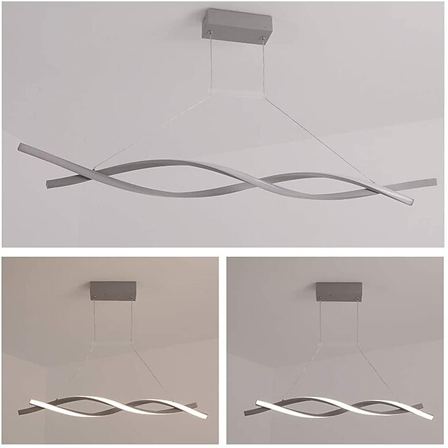 2-Light 80/100cm LED Pendant Light Wave Design Aluminum Sputnik Linear ...