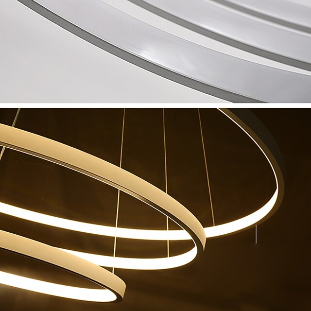 3-Light 80/60/40/20 cm LED Pendant Light Metal Acrylic Ring Circle ...