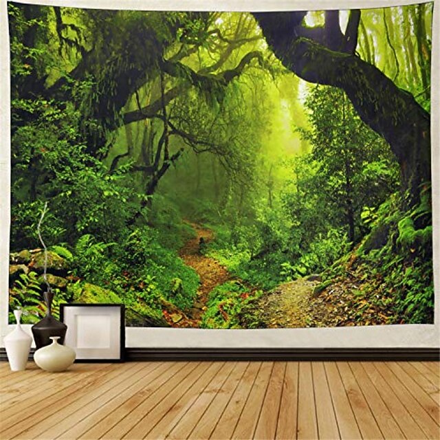 Mistry Forest Hanging Tapestry Magical Nature Green Tree Rainforest ...
