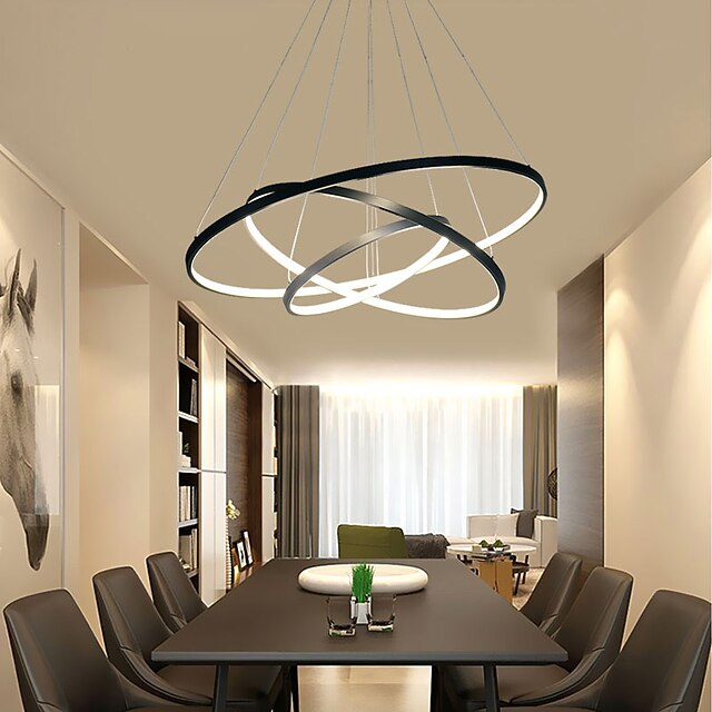 3-Light 80/60/40/20 cm LED Pendant Light Metal Acrylic Ring Circle ...
