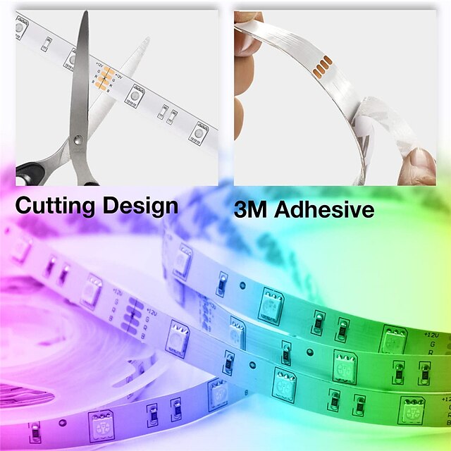 LED Strip Lights RGB 65.6ft 20m SMD 5050 LEDs Color Changing Waterproof ...