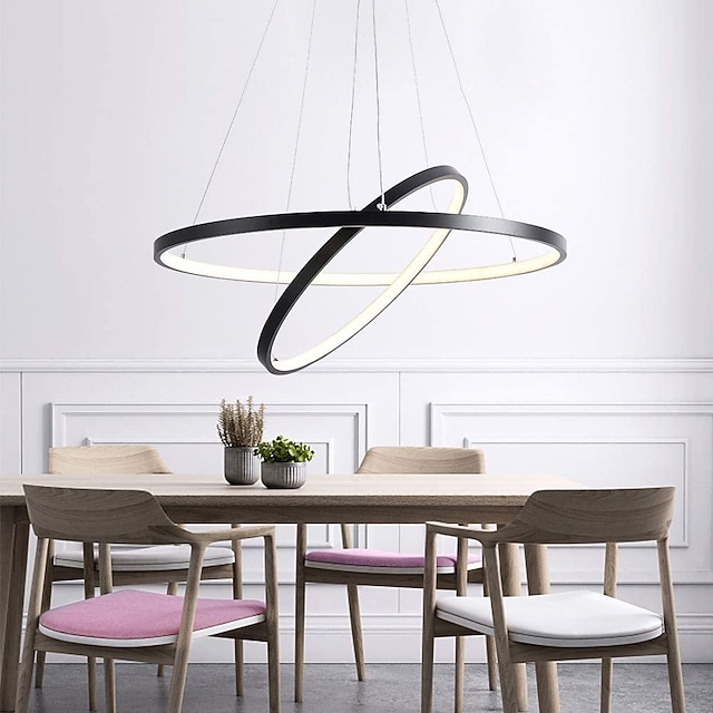 2-Light 60cm LED Pendant Light Aluminum Circle Design Painted Finishes ...
