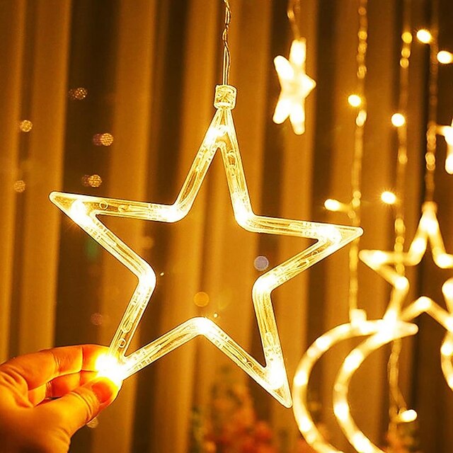 Ramadan Eid Lights Moon Star LED Curtain Light 220V 3M Fairy Tale ...