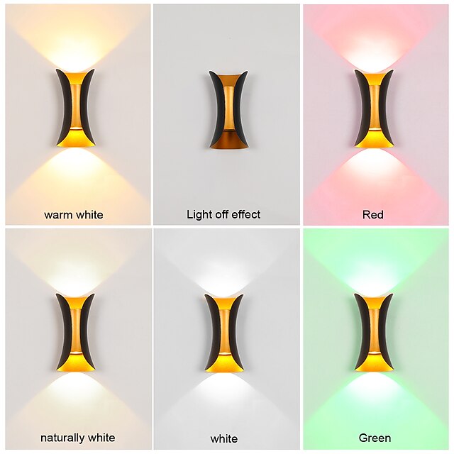 1-Light 20cm Outdoor LED Wall Light Multi Color Up and Down Lighting ...