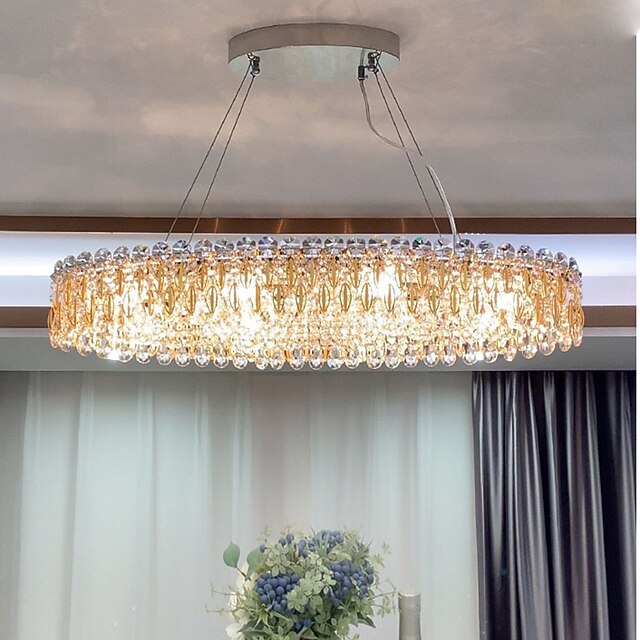 90cm LED Crystal Chandelier Pendant Light Modern Luxury Tricolor Light ...
