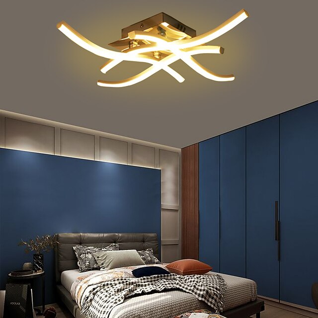 4-Light Ceiling Light LED Wave Design Modern Metal Bedroom Office ...