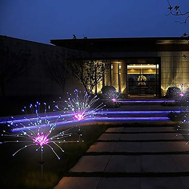 Solar Firework Pathway Lights Outdoor 2x 1x LED Stake Lights for ...