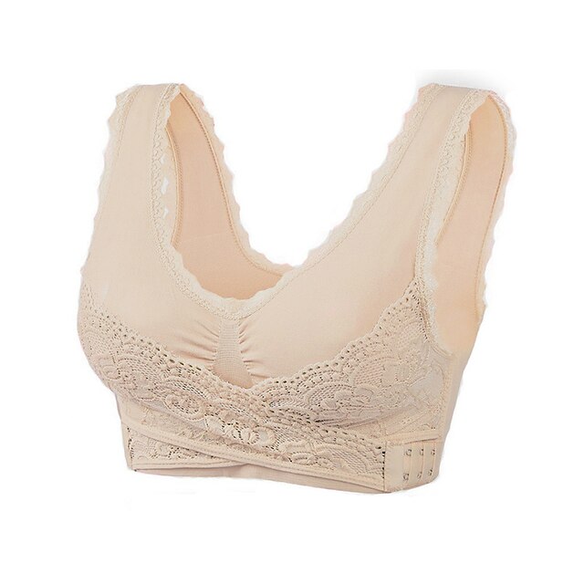 Women's Oversized Lace Sports Bras Cross Front Side Buckle Wire Free ...