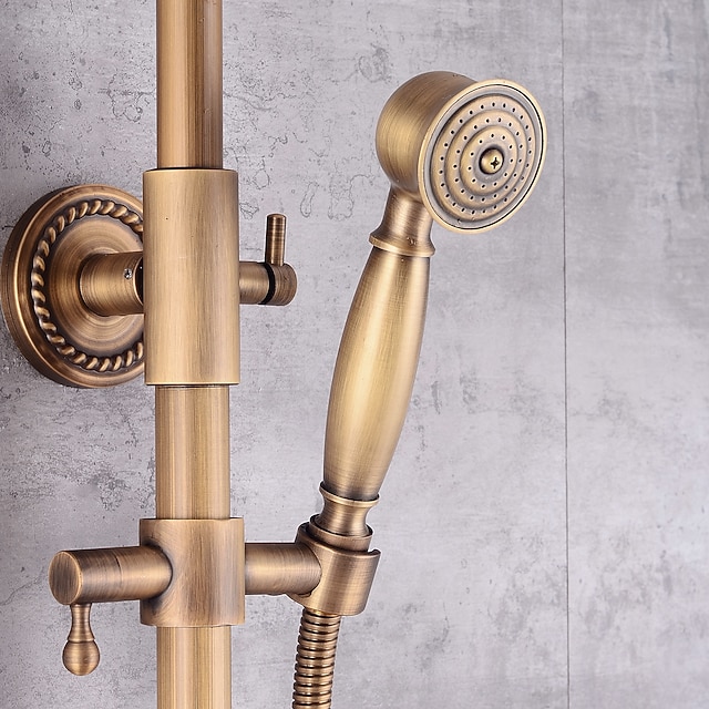 Shower System Faucet Set 8" Showerhead Golden, Rainfall Vintage Style ...