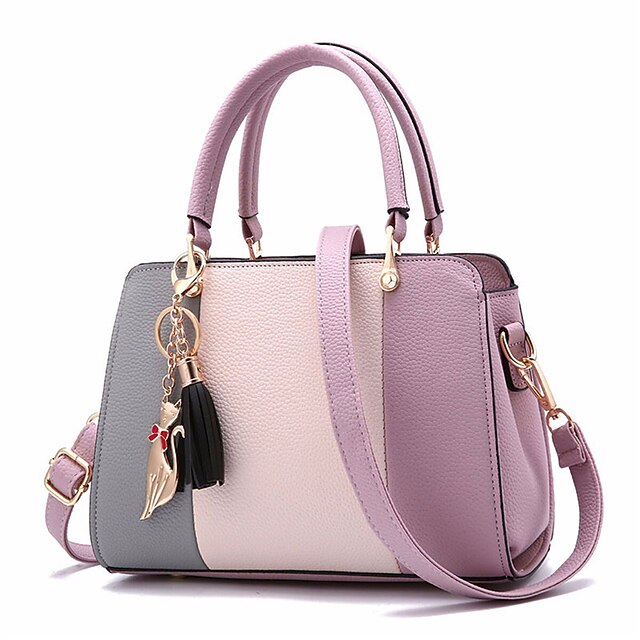 Women's Fashionable Colorblock Handbag with Cat Charm - Perfect for ...