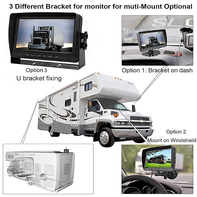 Rear View Camera Kit with 7 LCD Monitor 120 Wide Angle Rearview Camera ...