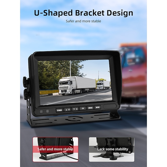 Rear View Camera Kit with 7 LCD Monitor 120 Wide Angle Rearview Camera ...
