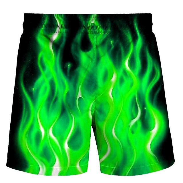 Men's Flame Swim Trunks Swim Shorts Board Shorts Mid Waist Hawaiian ...
