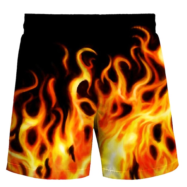 Men's Flame Swim Trunks Swim Shorts Board Shorts Mid Waist Hawaiian ...