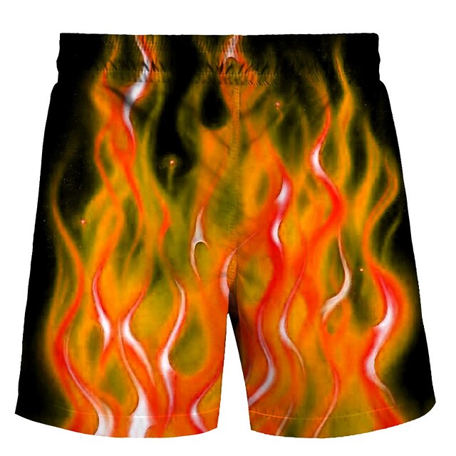 Men's Flame Swim Trunks Swim Shorts Board Shorts Mid Waist Hawaiian ...