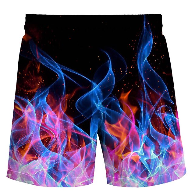 Men's Flame Swim Trunks Swim Shorts Board Shorts Mid Waist Hawaiian ...