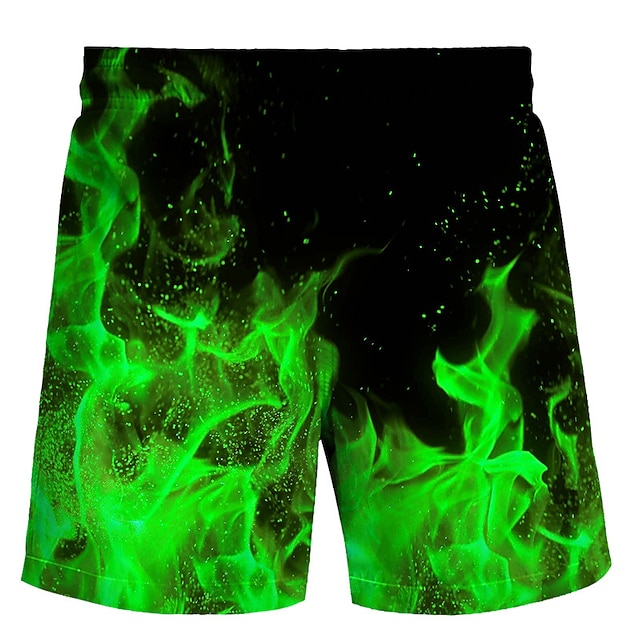 Men's Flame Swim Trunks Swim Shorts Board Shorts Mid Waist Hawaiian ...