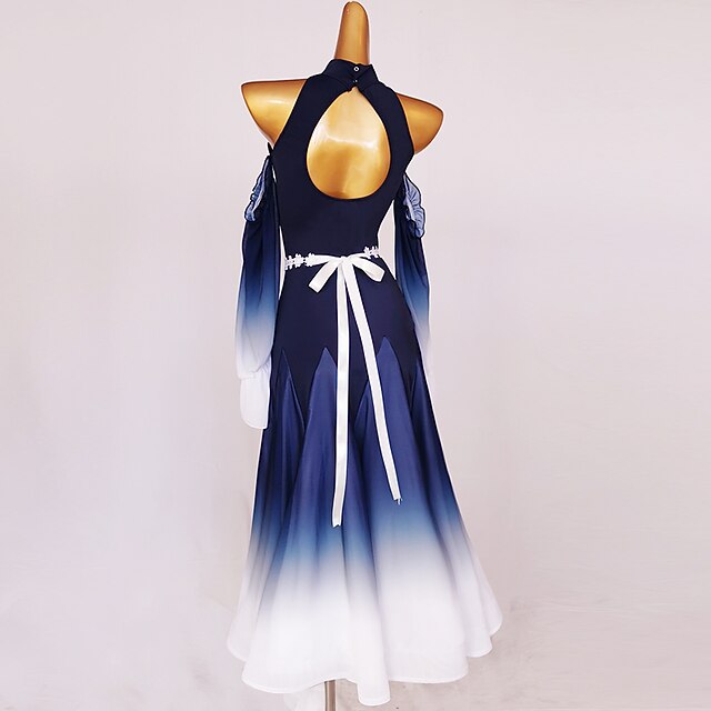 Ballroom Dance Dress Splicing Women's Performance Long Sleeve Spandex ...