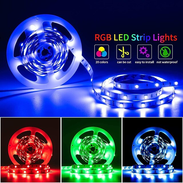 LED Smart Strip Lights, Lights 20m RGB Music Sync 12V Waterproof LED ...
