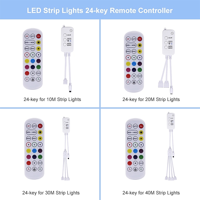 LED Strip Lights Bluetooth Music Sync 40/30/20/10m Color Changing LED ...