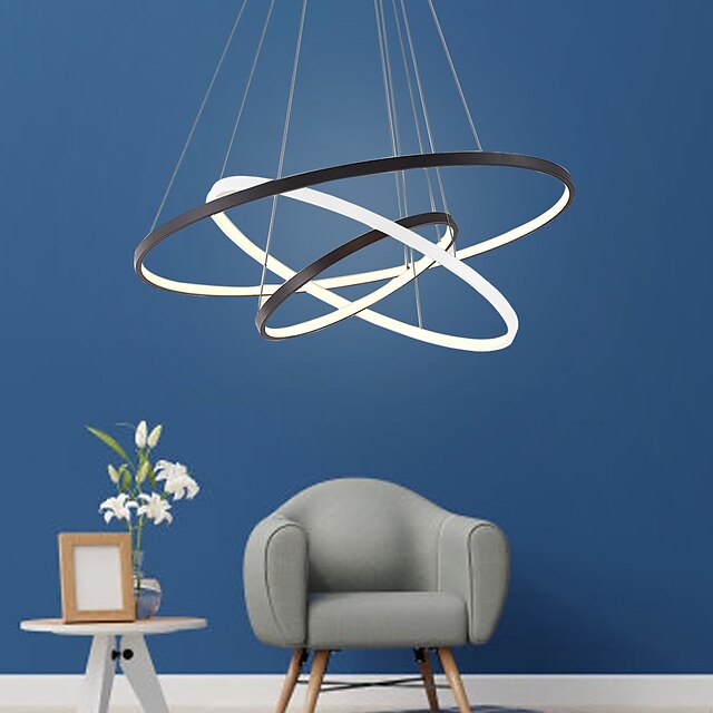 3-Light 80/60/40/20 cm LED Pendant Light Metal Acrylic Ring Circle ...