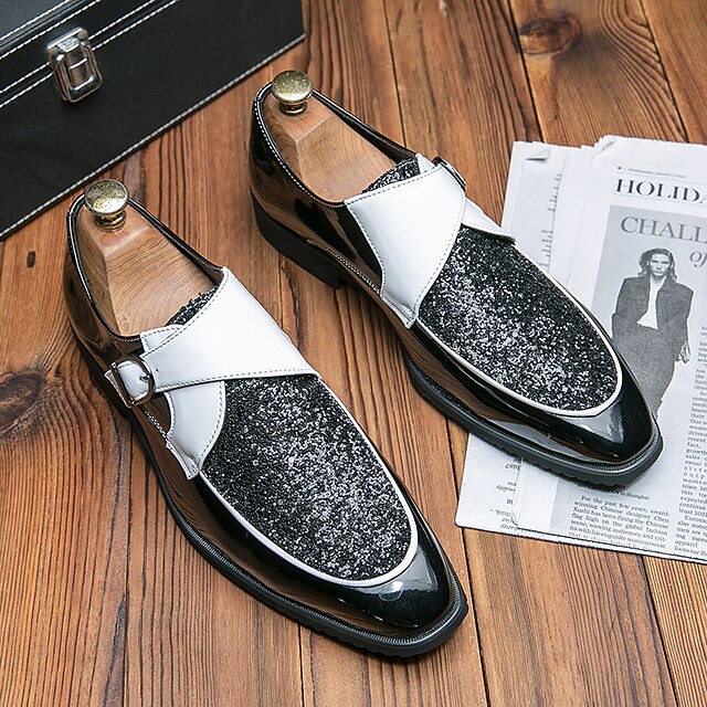 Men's Gold Glitter Dress Shoes – Shiny Formal Buckle Loafers for ...