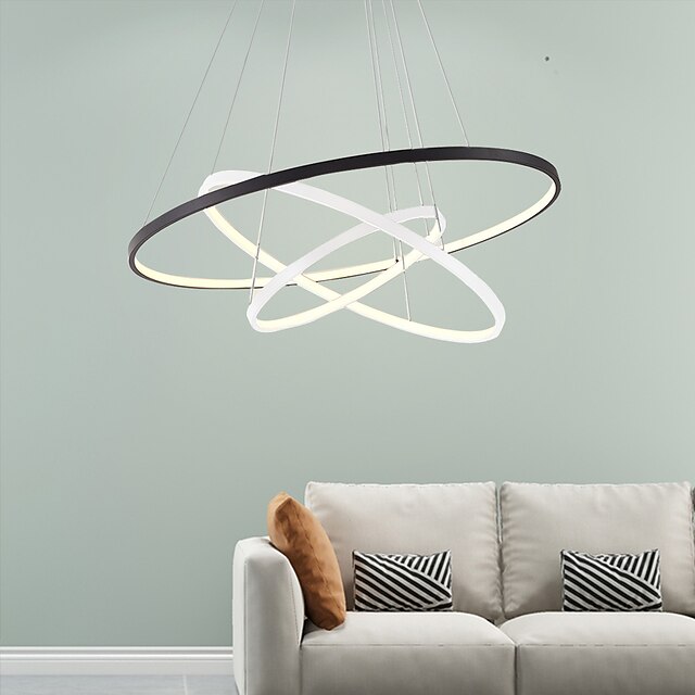 3-Light 80/60/40/20 cm LED Pendant Light Metal Acrylic Ring Circle ...