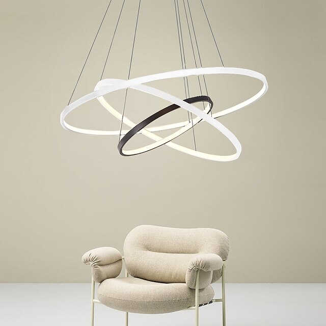3-Light 80/60/40/20 cm LED Pendant Light Metal Acrylic Ring Circle ...