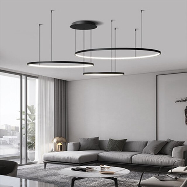 40 60 80 cm Dimmable LED Pendant Lights Circle Design Aluminum Silica ...