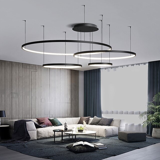 40 60 80 cm Dimmable LED Pendant Lights Circle Design Aluminum Silica ...