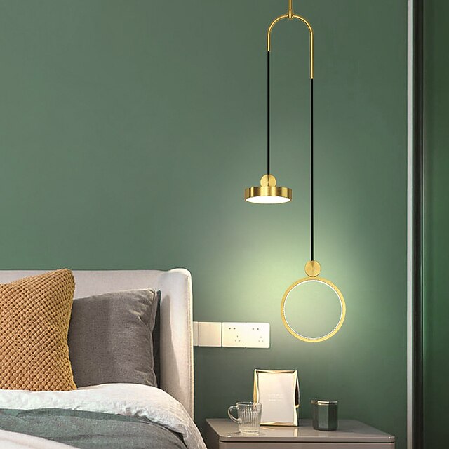 LED Pendant Light Modern Black Gold Bedside Light 20 cm Lantern Desgin ...