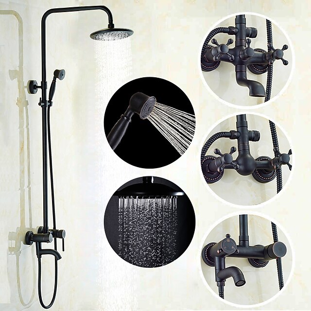 Vintage Shower Faucet Set, Shower System 8" Rainfall Shower Head System ...