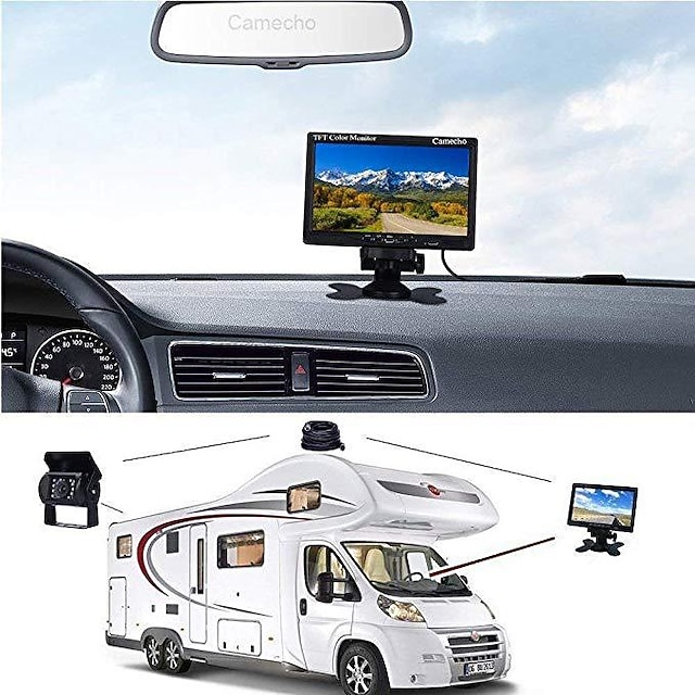 Rear View Camera Kit with 7 LCD Monitor 120 Wide Angle Rearview Camera ...