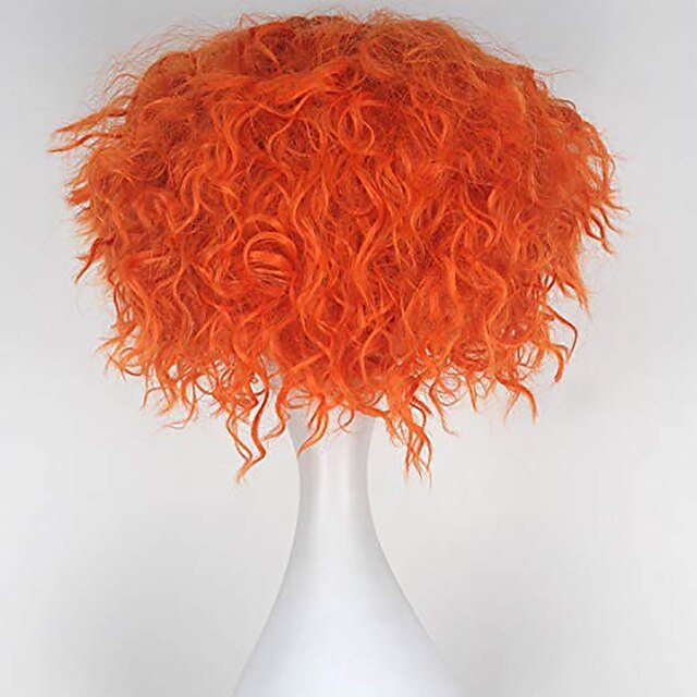 Carnival Wig Orange Curly Synthetic Festival Wig | Mardi Gras, Parade ...