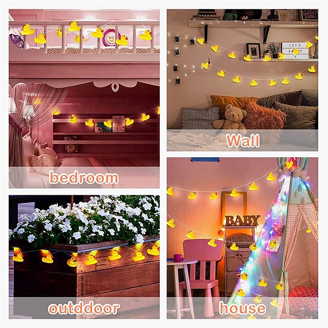 Mini Yellow Duck LED String Light 1.5M 10LEDs Battery Powered Indoor ...