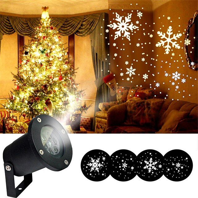 Moving Snow Projector Lamp IP68 Waterproof 12W White Snowflake LED ...