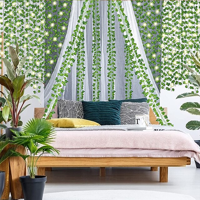 Artificial Plants LED String Light 2M Creeper Green Leaf Home Wedding ...
