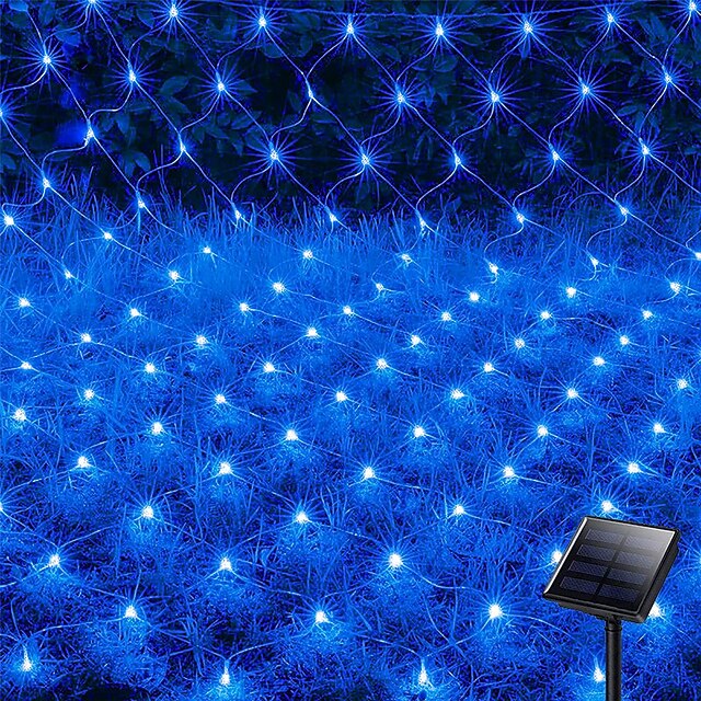 Solar LED Net Lights 8 Modes 200 LEDs 9.8ft x 6.6ft Tree Wrap Mesh ...