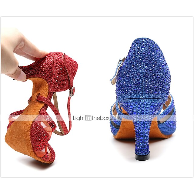 Women's Silver Rhinestone Dance Shoes with Crisscross Straps - Open-Toe ...