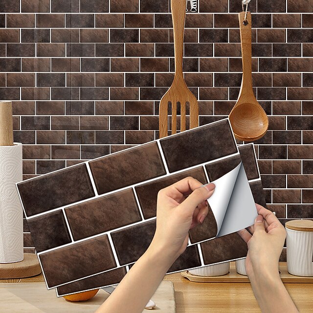 15x30cm 6pcs Tiles Wall Stickers Tile Paint Backsplash Removable ...