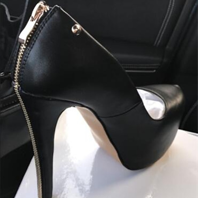 Women's Sexy Black Platform Stiletto Heels with Zipper Detail – High ...